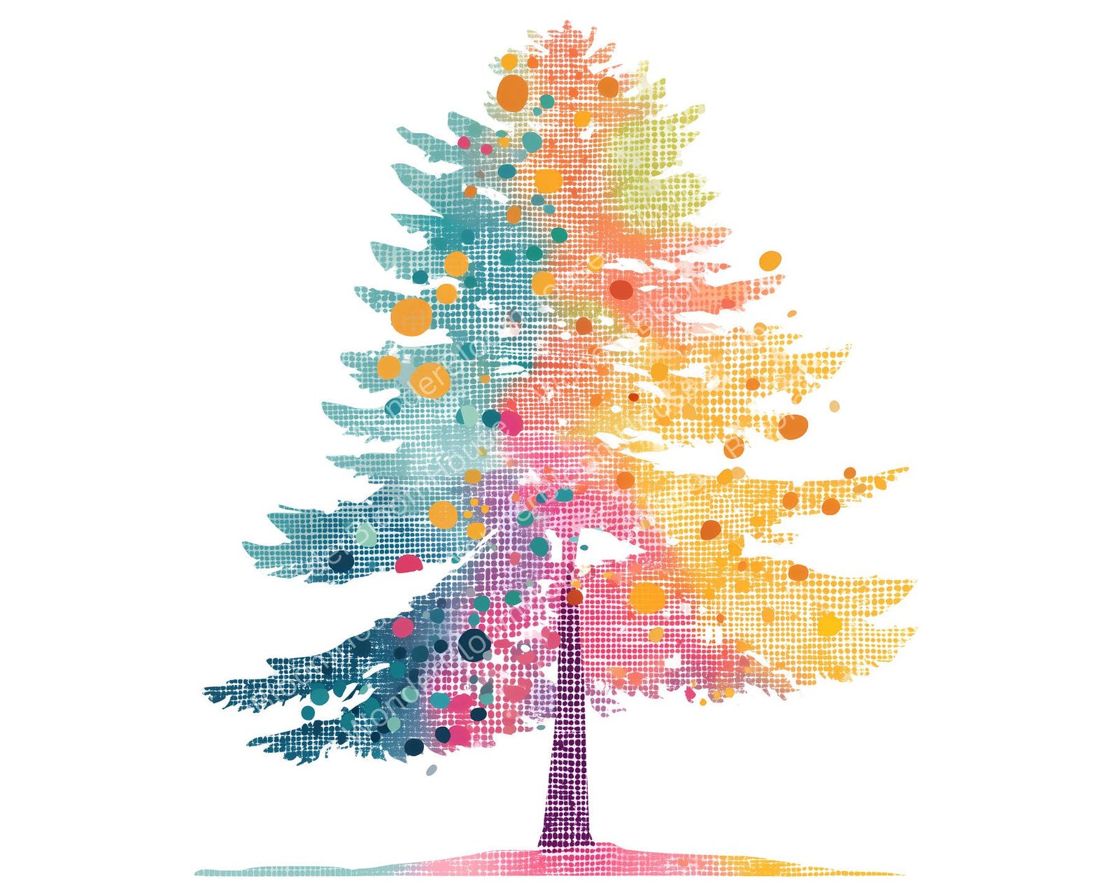 Colorful Dotted Christmas Trees Clipart Set, Modern Polka Dot Xmas Tree ...