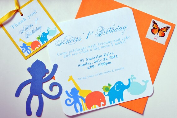 Items similar to Animals on Parade: custom birthday party or baby ...