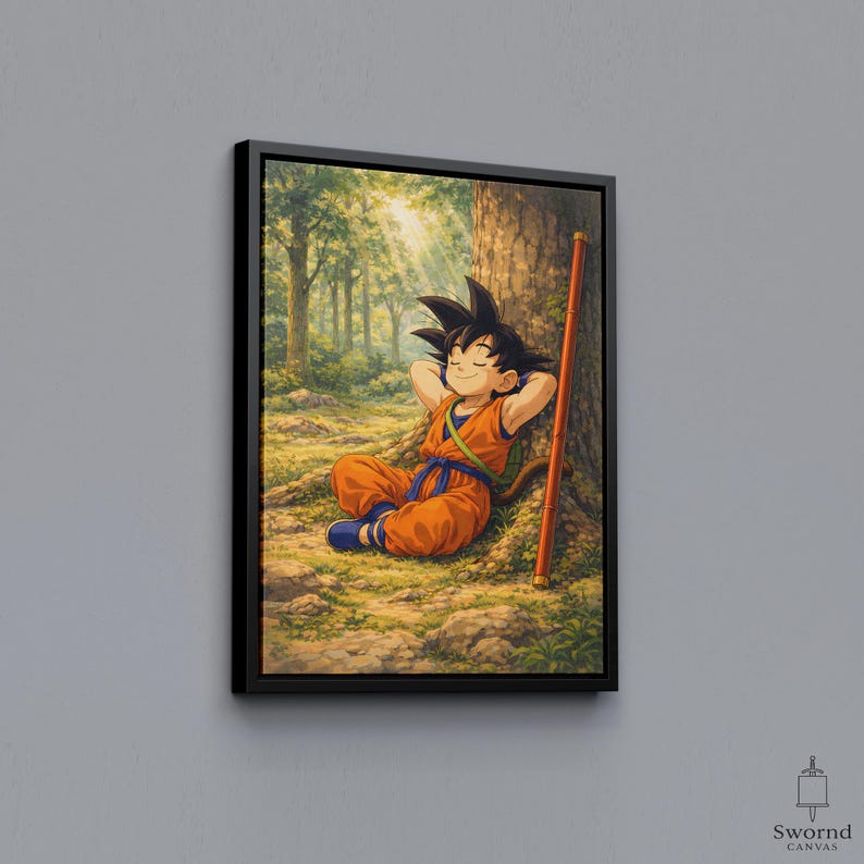 Young Goku Rest Print, Dragon Ball Canvas Poster, Anime Wall Art ...
