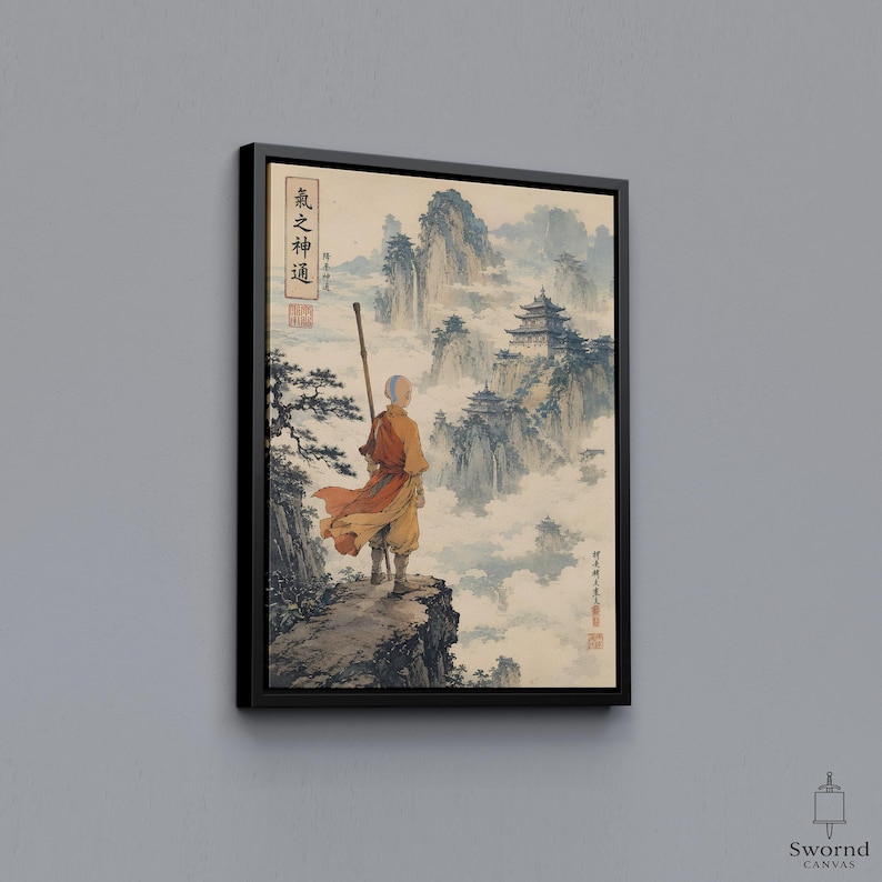 Avatar Aang Print, Air Temple Wall Art, Fantasy Landscape Canvas Poster ...
