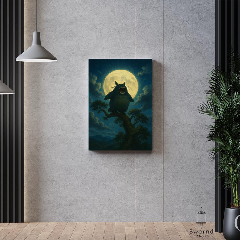 My Neighbor Totoro Moon Print, Miyazaki Night Scene Poster, Studio ...