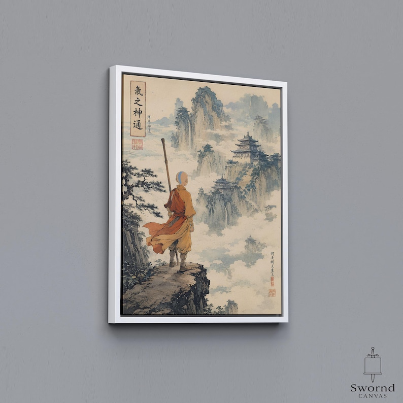 Avatar Aang Print, Air Temple Wall Art, Fantasy Landscape Canvas Poster ...