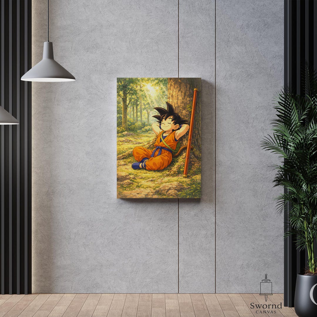 Young Goku Rest Print, Dragon Ball Canvas Poster, Anime Wall Art ...