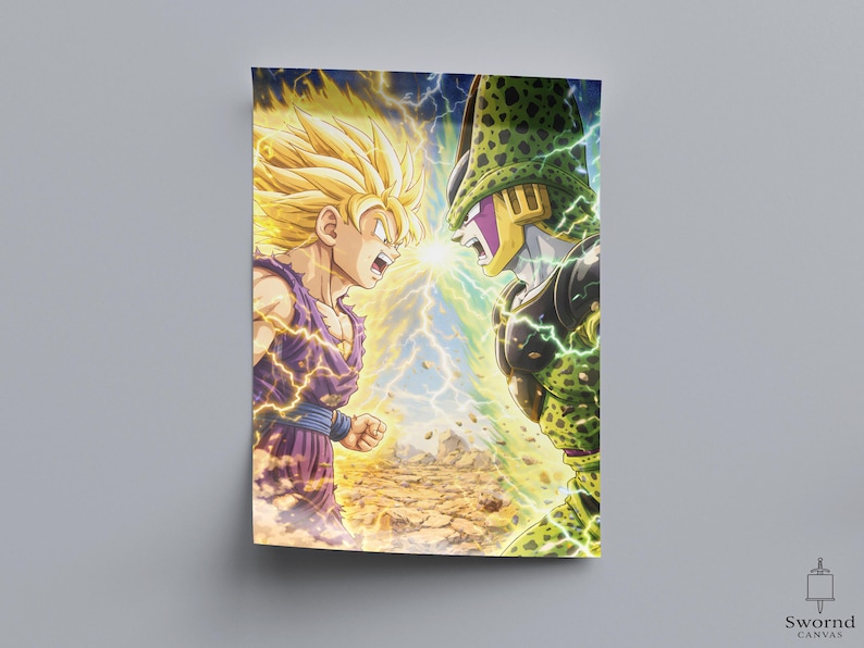 Gohan Vs Cell Poster, Dragon Ball Z Wall Art, Anime Print, Canvas Gift ...