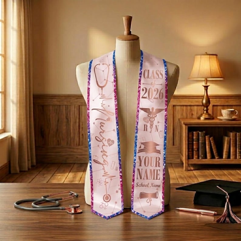 Medical Graduation Stole Class of 2026, Nursing Grad Sash, Personalized ...