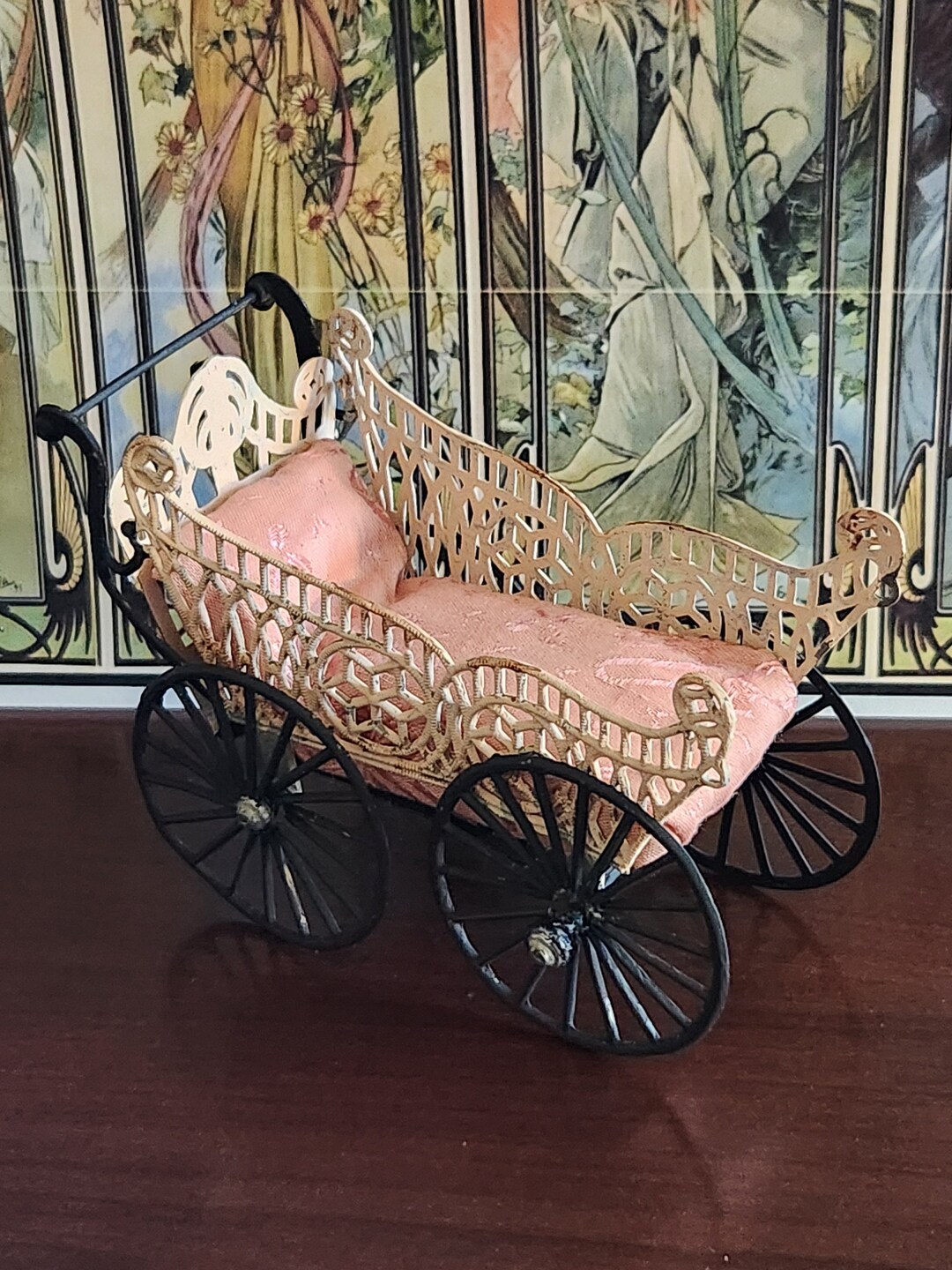 REDUCED Antique German Made Metal and Beautiful Dollhouse Baby Buggy ...