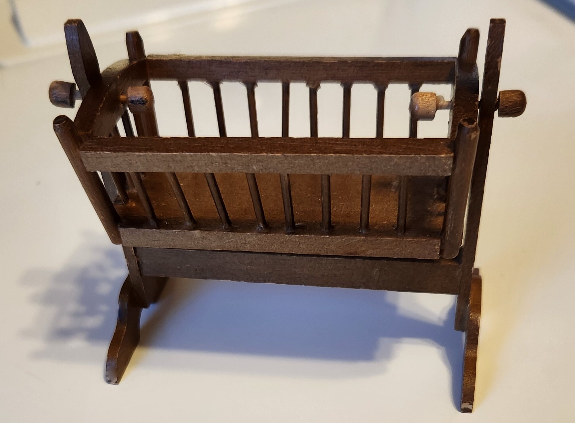 Authentic Looking Miniature Wooden Baby Cradle 1:12 Scale Working Parts ...