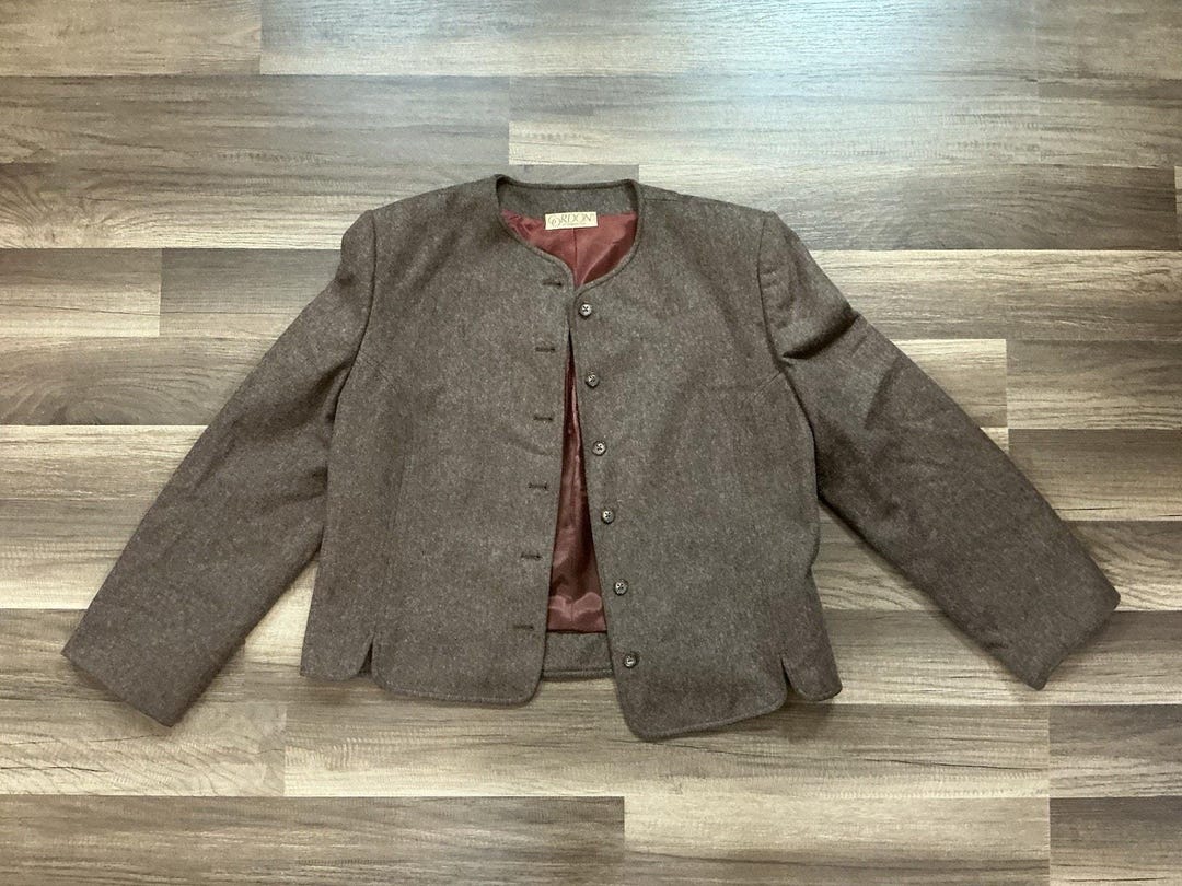 VTG Gordon of Philadelphia Wool Blend Button Front Collarless Jacket 14 ...