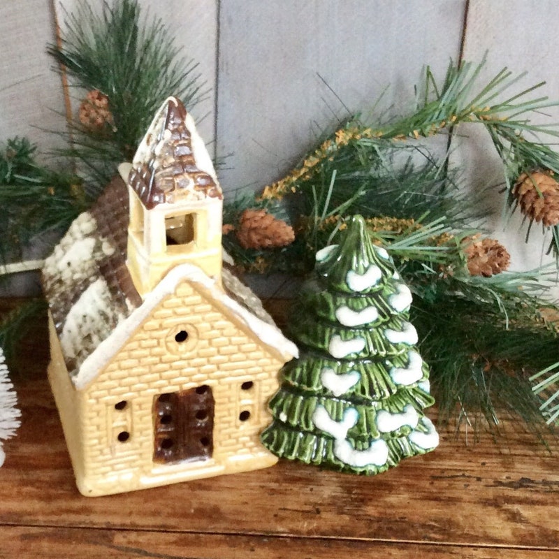 Lighted Ceramic Church - Etsy