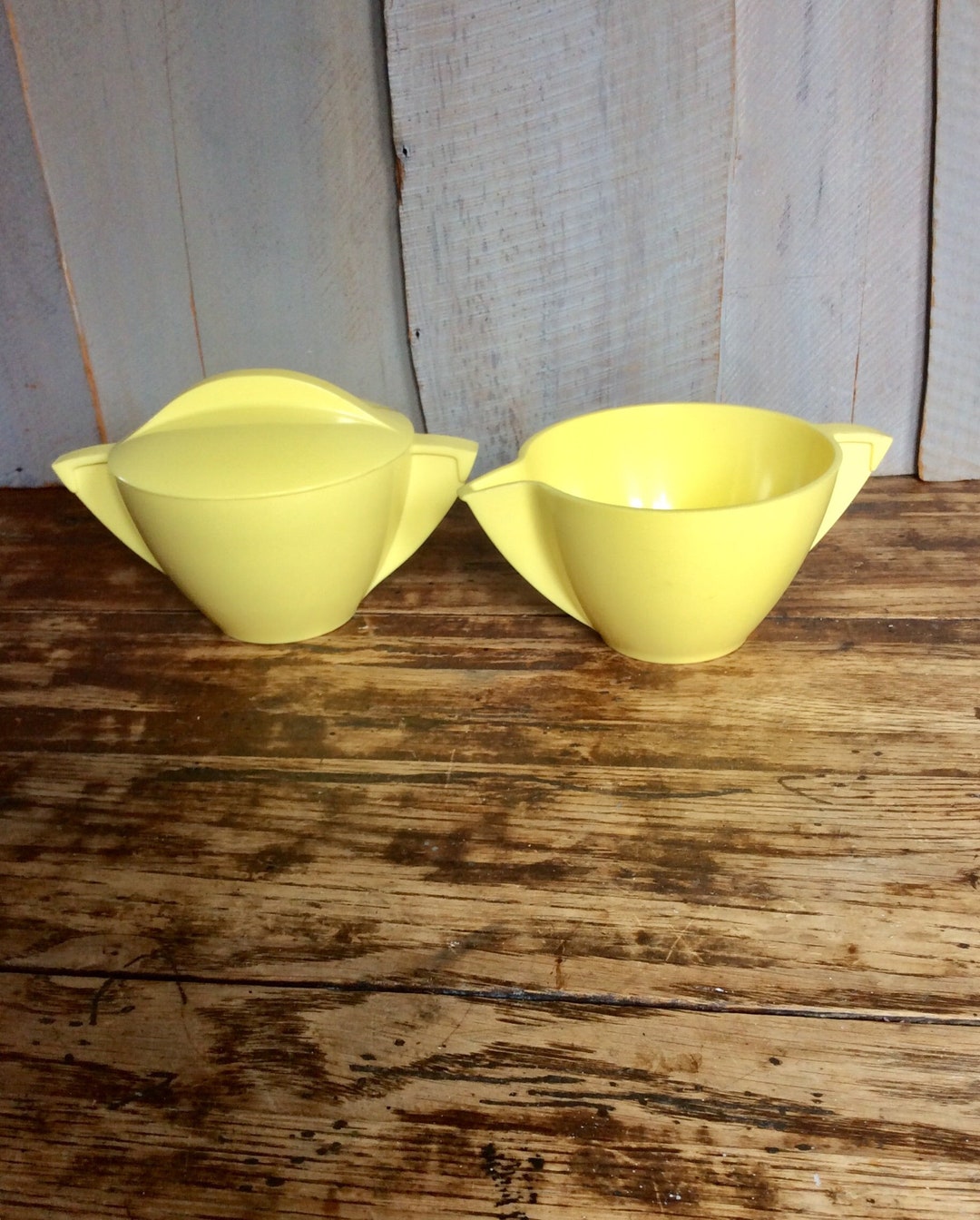 Vintage Mallo Ware Yellow Sugar and Creamer Set: Mid Century Melamine ...