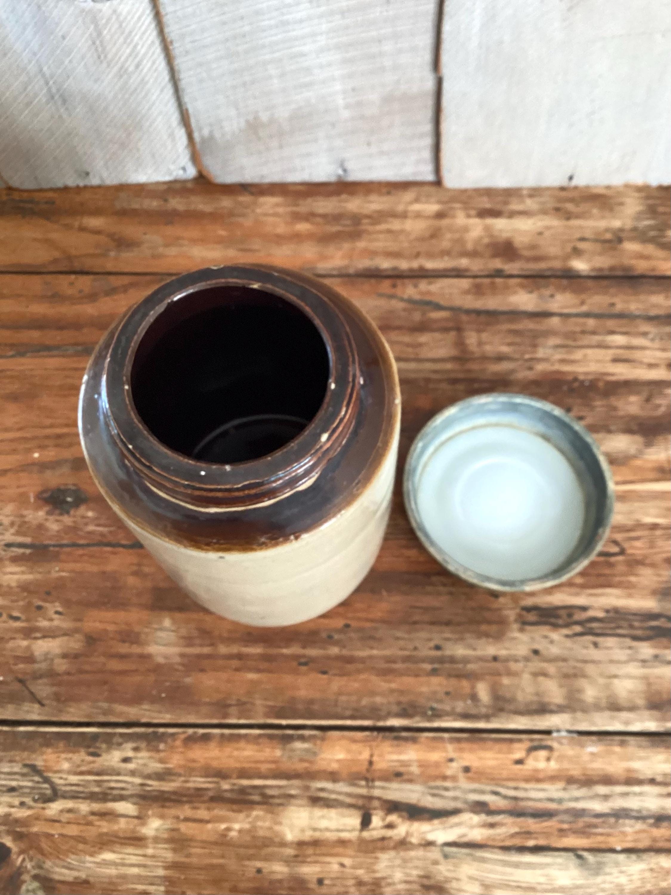 Antique Macomb Pottery Crock: Ball Zinc Lid, Rustic Stoneware Jar - Etsy