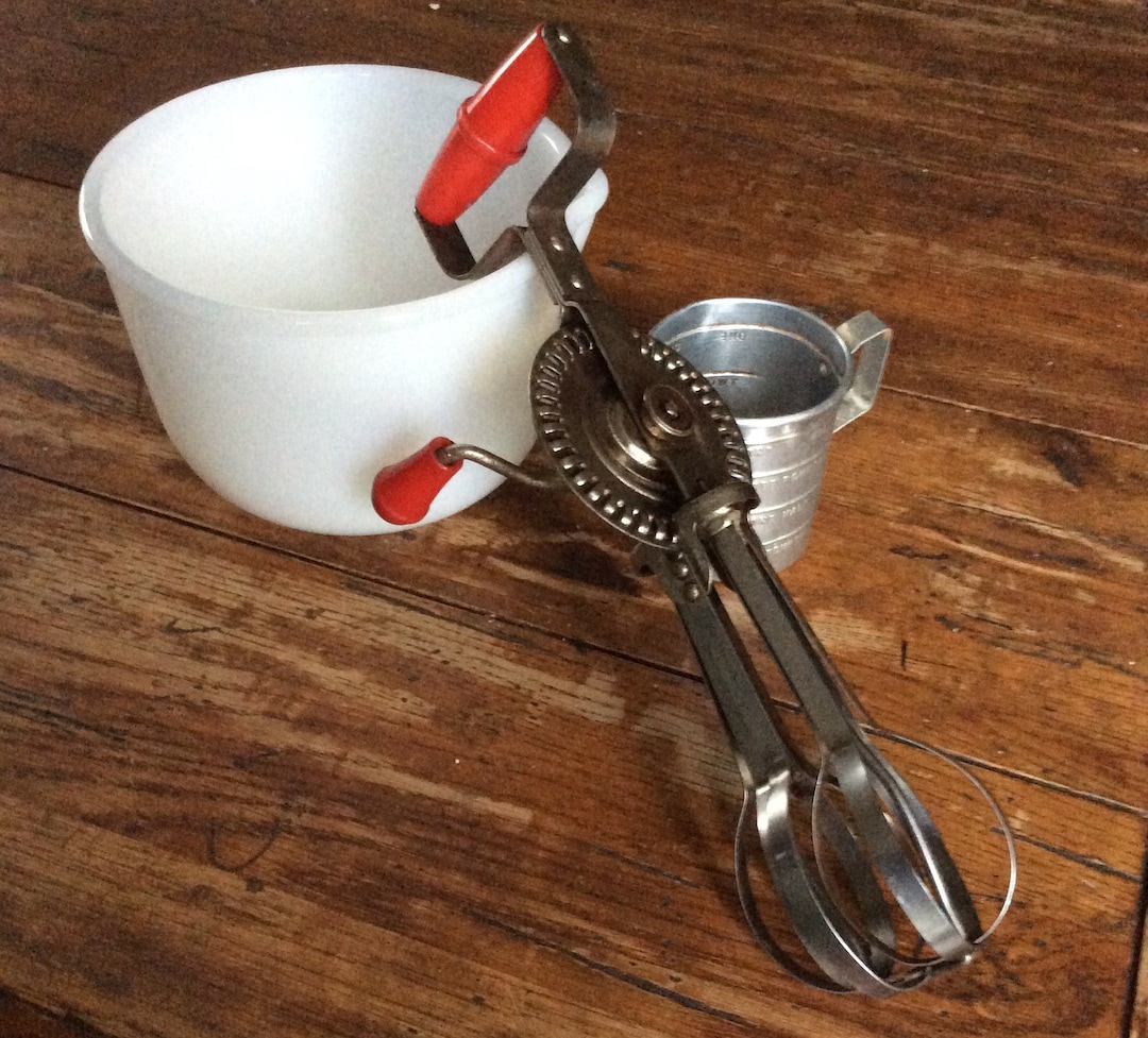 Vintage Blue Whirl Egg Beater / Red Handled Beater / Stainlesss Steel ...