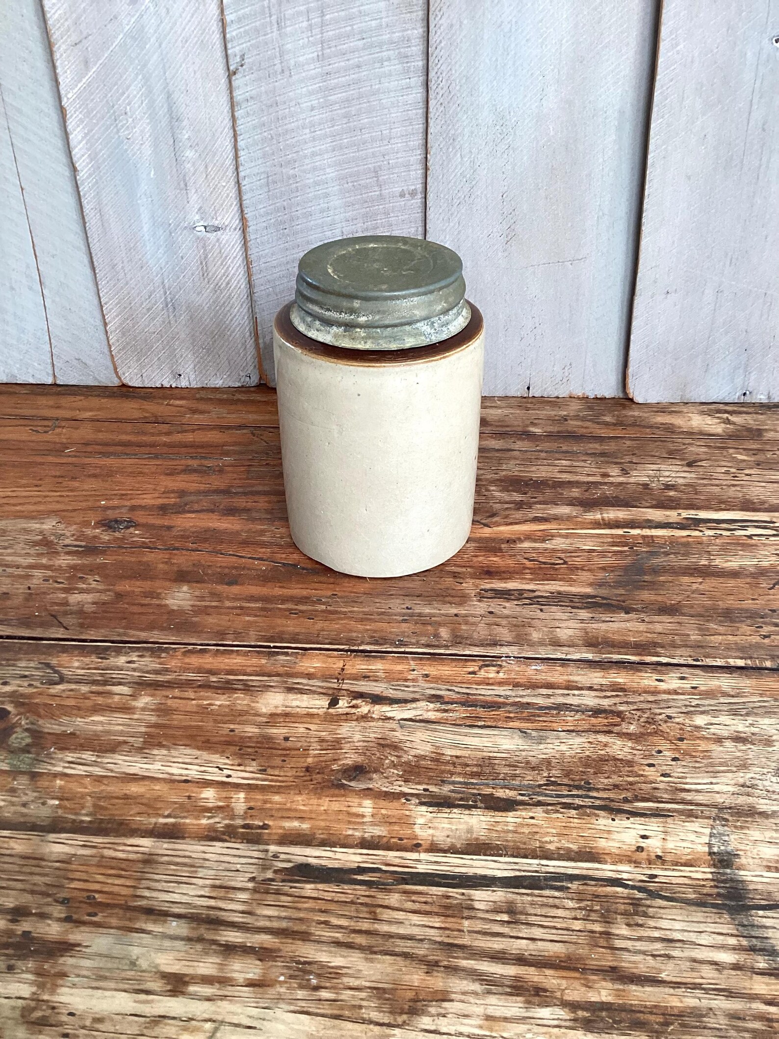 Antique Macomb Pottery Crock: Ball Zinc Lid, Rustic Stoneware Jar - Etsy