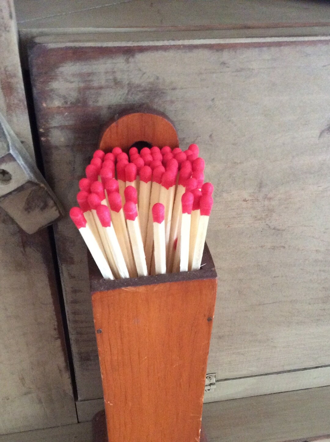 Vintage Wooden Fireplace Matchstick Holder/ Retro Decor/ Handmade Wall ...