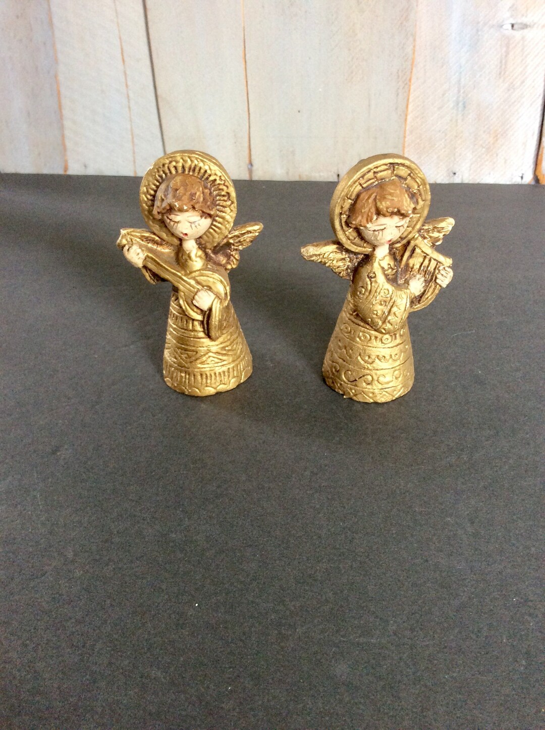 Vintage Pair of Italian Florentine Angel Christmas Tree Ornaments/gold ...