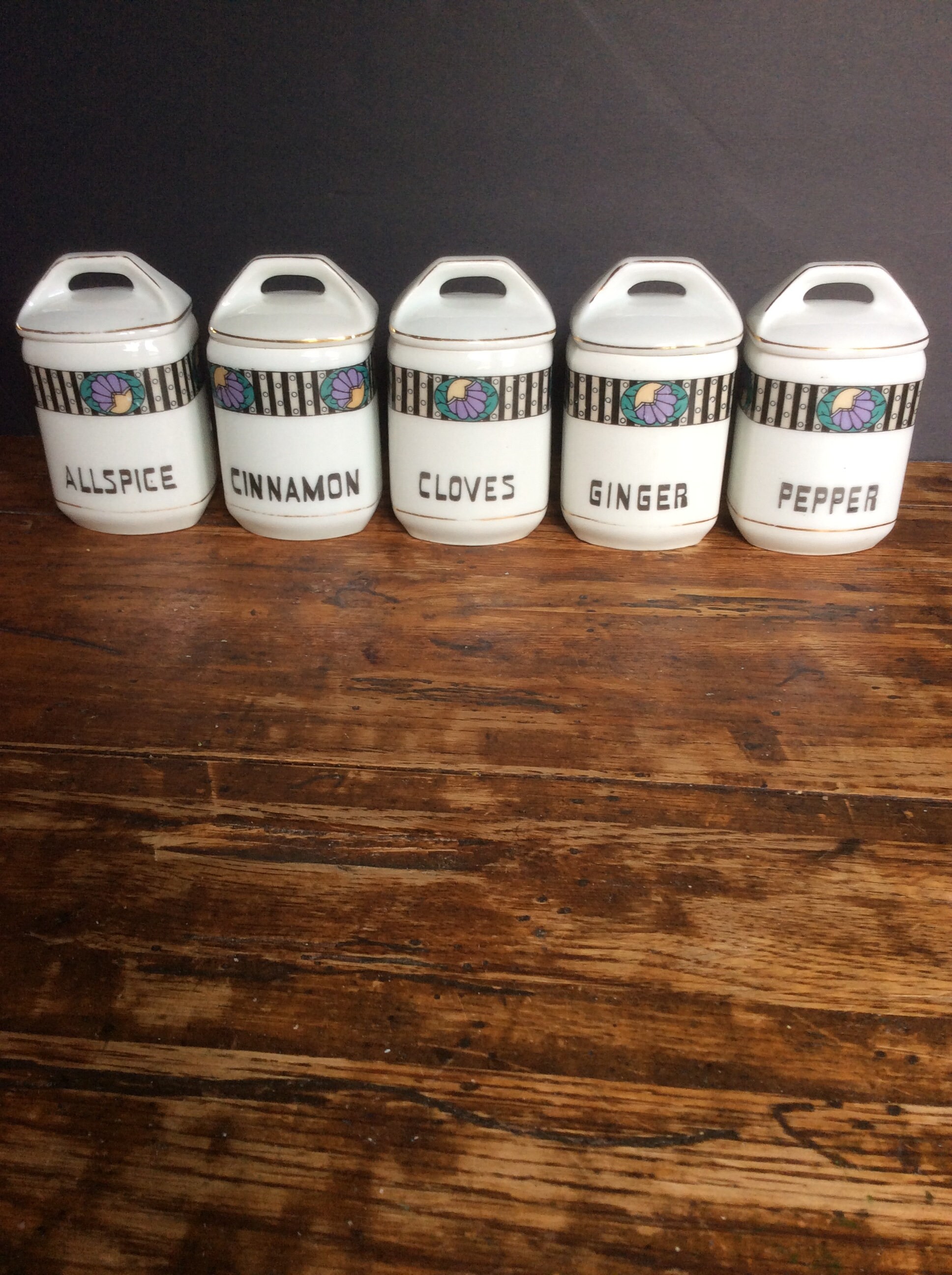 Vintage Art Deco Porcelain Czech Spice Jars Union K China | Etsy