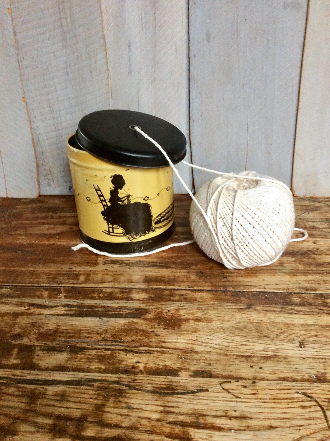 Vintage String Holder/metal Canister/retro Kitchenware/tin String ...