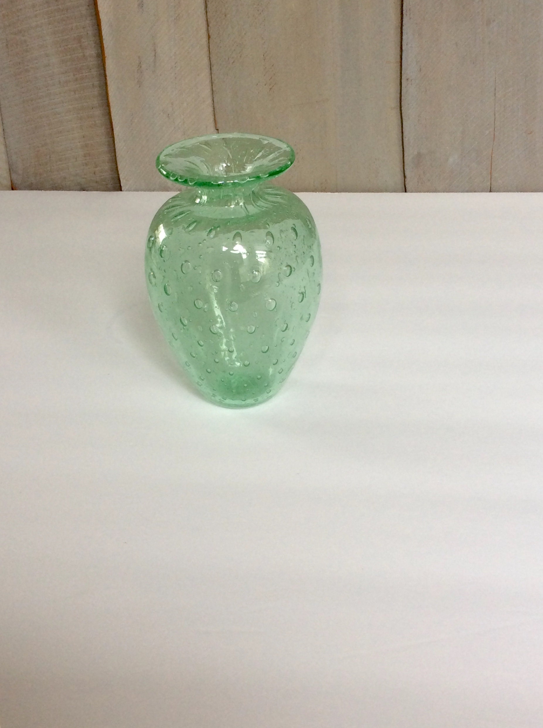 Vintage Controlled Bubble Blown Glass Vase/ Antique Green | Etsy
