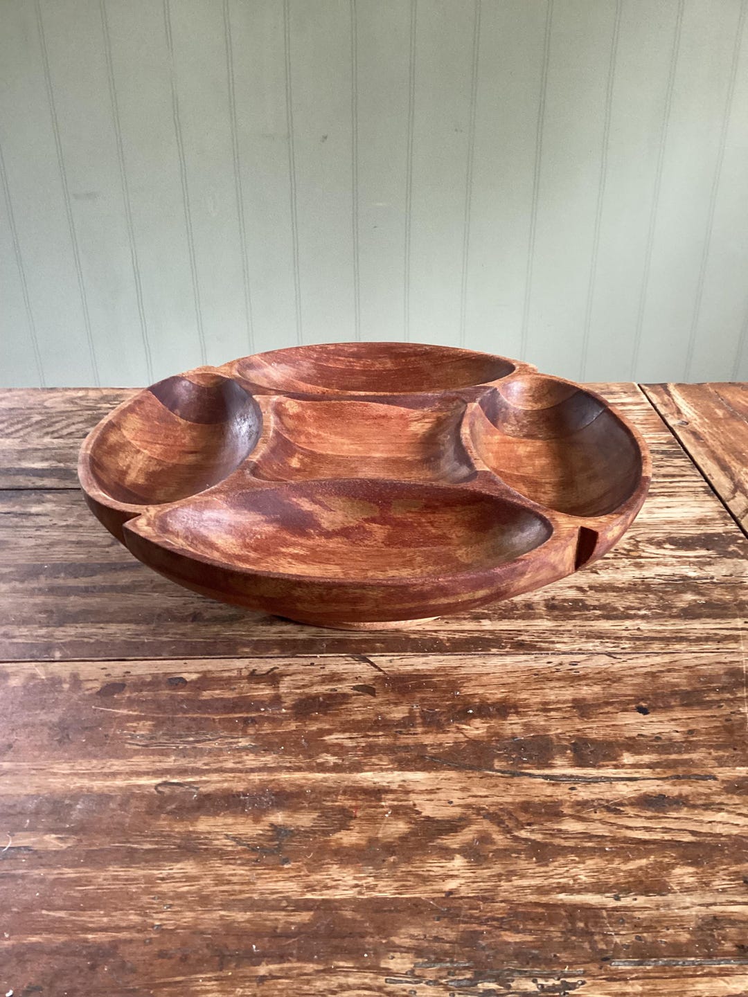 Vintage Mahogany Lazy Susan: Retro Tiki Serving Turntable - Etsy