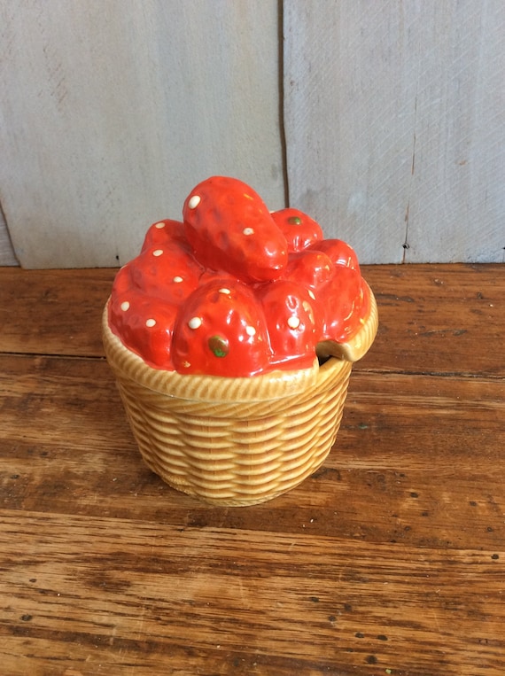 Vintage Strawberry Jam Jar/ Jam Pot/ceramic Strawberry Jam | Etsy