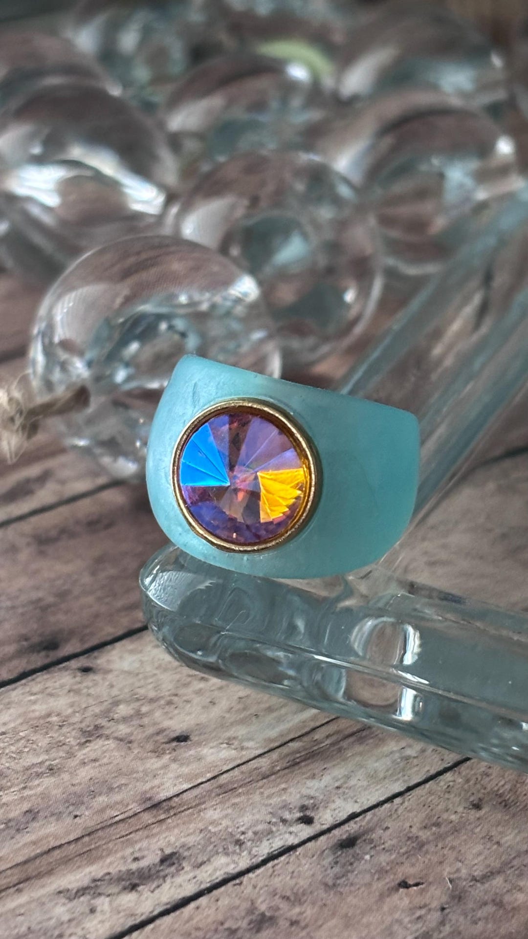 Resin Crystal Ring Statement Cocktail Ring - Etsy