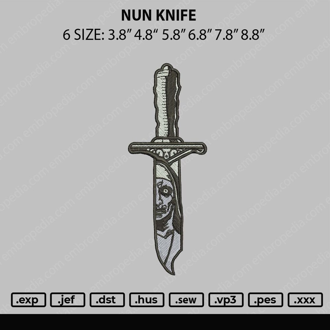 Horror Nun Knife Embroidery File | PES | Halloween Spooky Costume ...