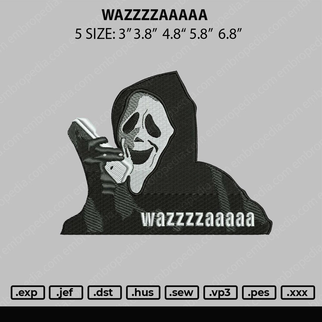 Scream Horror Movie Embroidery File | PES | Halloween Spooky Costume ...