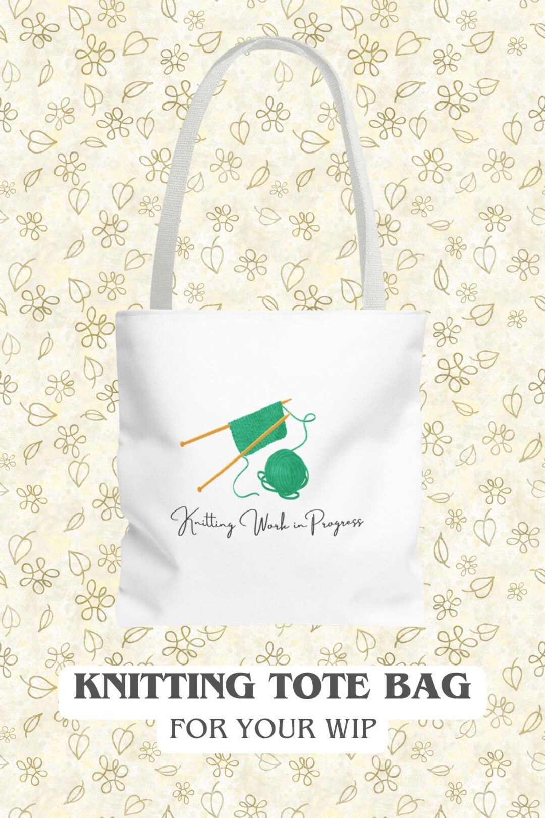 Knitting Work in Progress Project Bag, Knitter Tote for Yarn & WIP ...