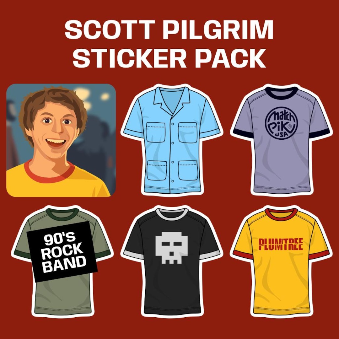 Scott Pilgrim Ringer T Fashion Sticker Pack! 6 Stickers: Portrait ...
