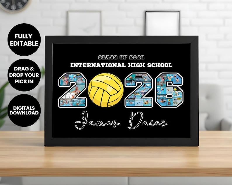 Water Polo Senior Night Photo Collage | Class of 2026 Canva Template ...