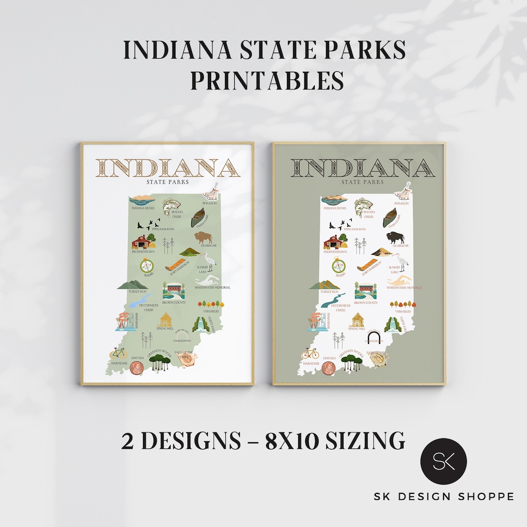 Indiana State Parks 8x10 Printable - Two Designs! Digital Download - Etsy
