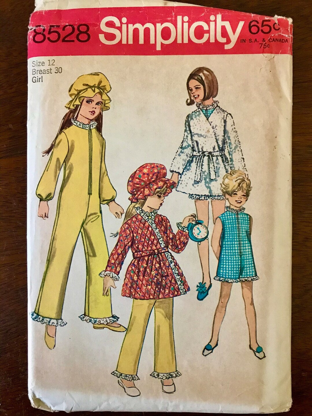 Vintage Sewing Pattern, Simplicity8528, 1969 Fashion Pjs, Girls Size 12 ...
