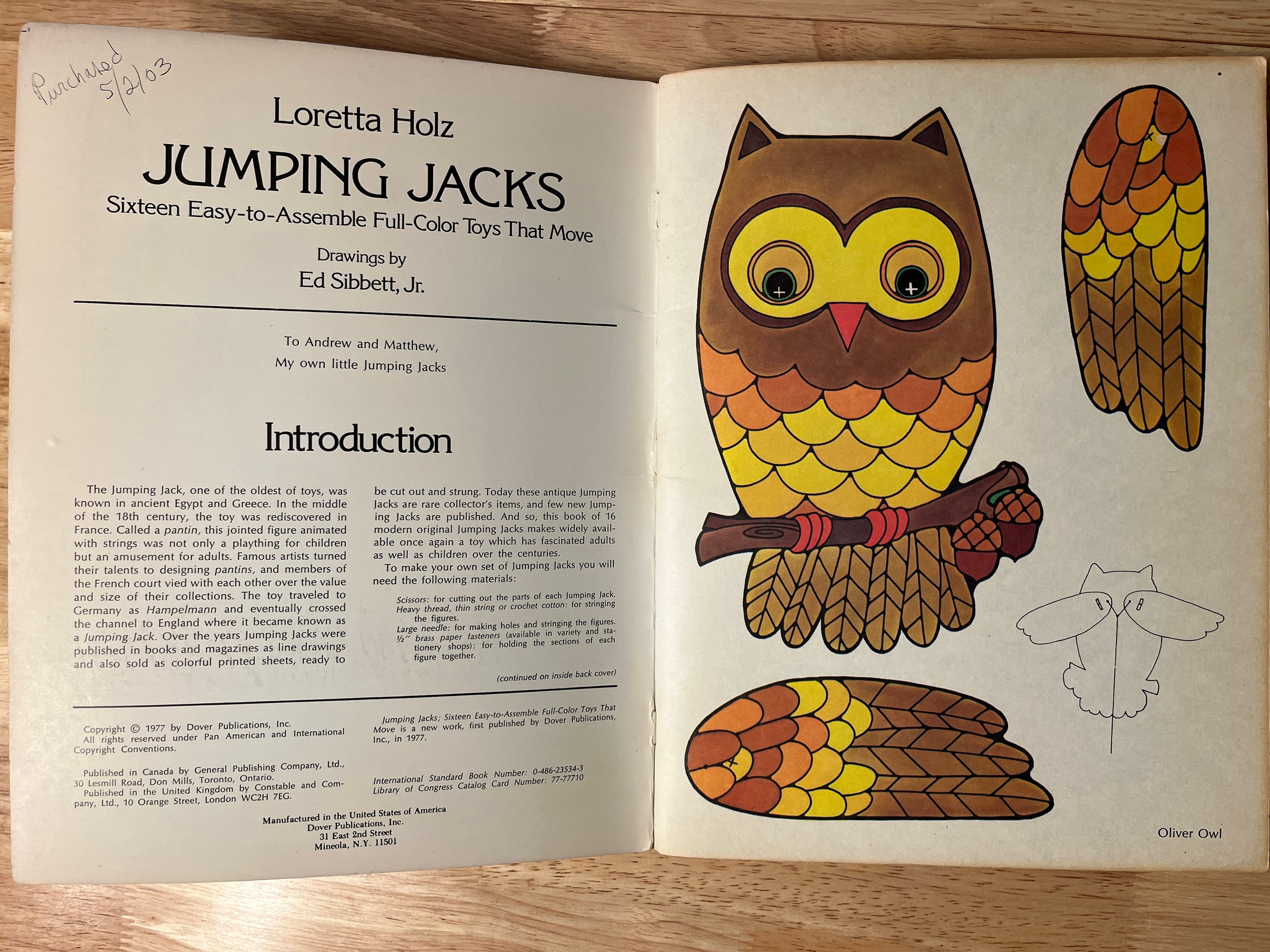 Vintage Jumping Jacks Book, Loretta Holz, Sixteen Easy to Assemble Full ...