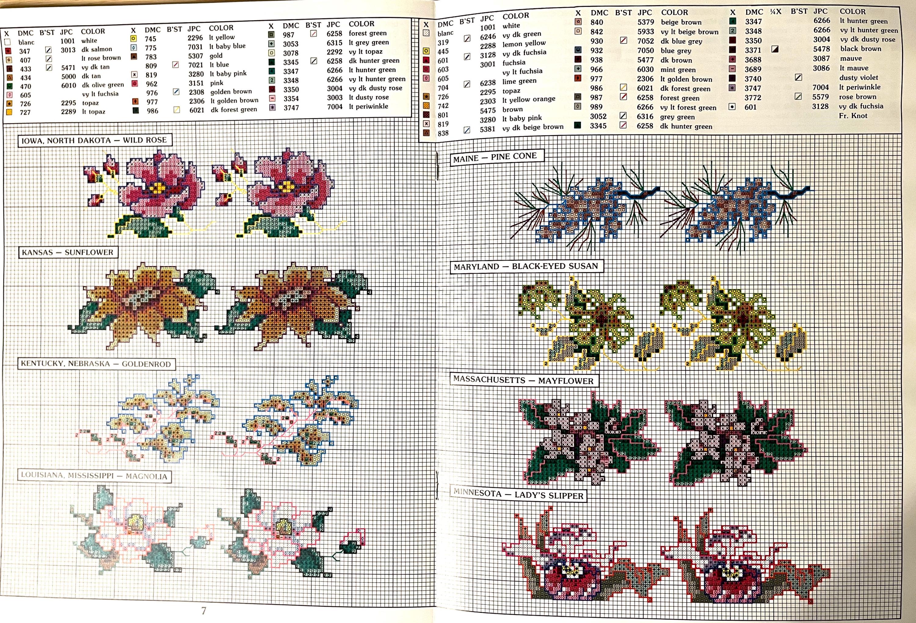 State Flower Borders, Cross Stitch Leaflet, Jorja Hernandez, Leisure ...