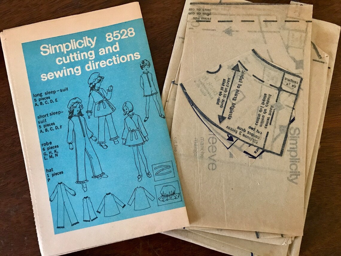Vintage Sewing Pattern, Simplicity8528, 1969 Fashion Pjs, Girls Size 12 ...