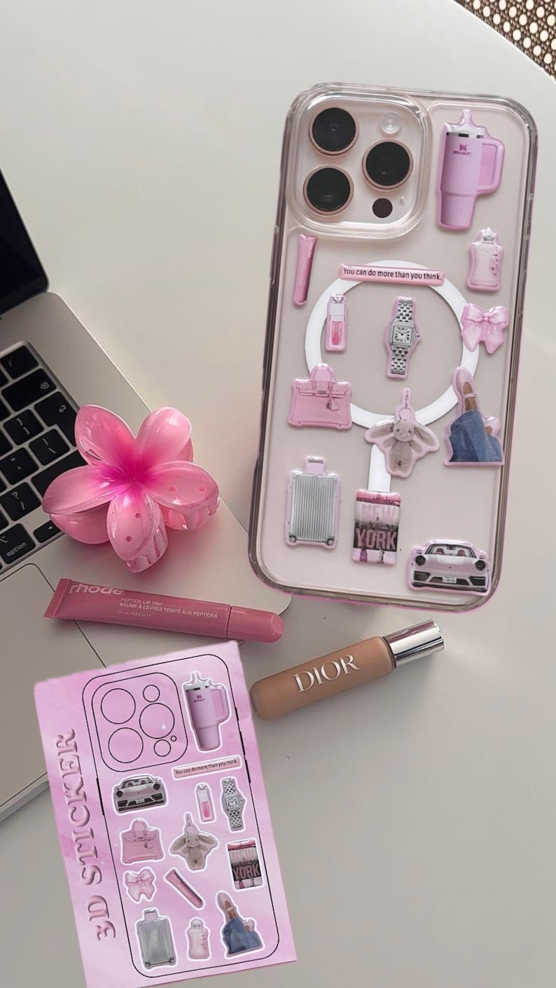 Pink Aesthetic Vinyl Stickers | Waterproof Cute Decals. - Etsy