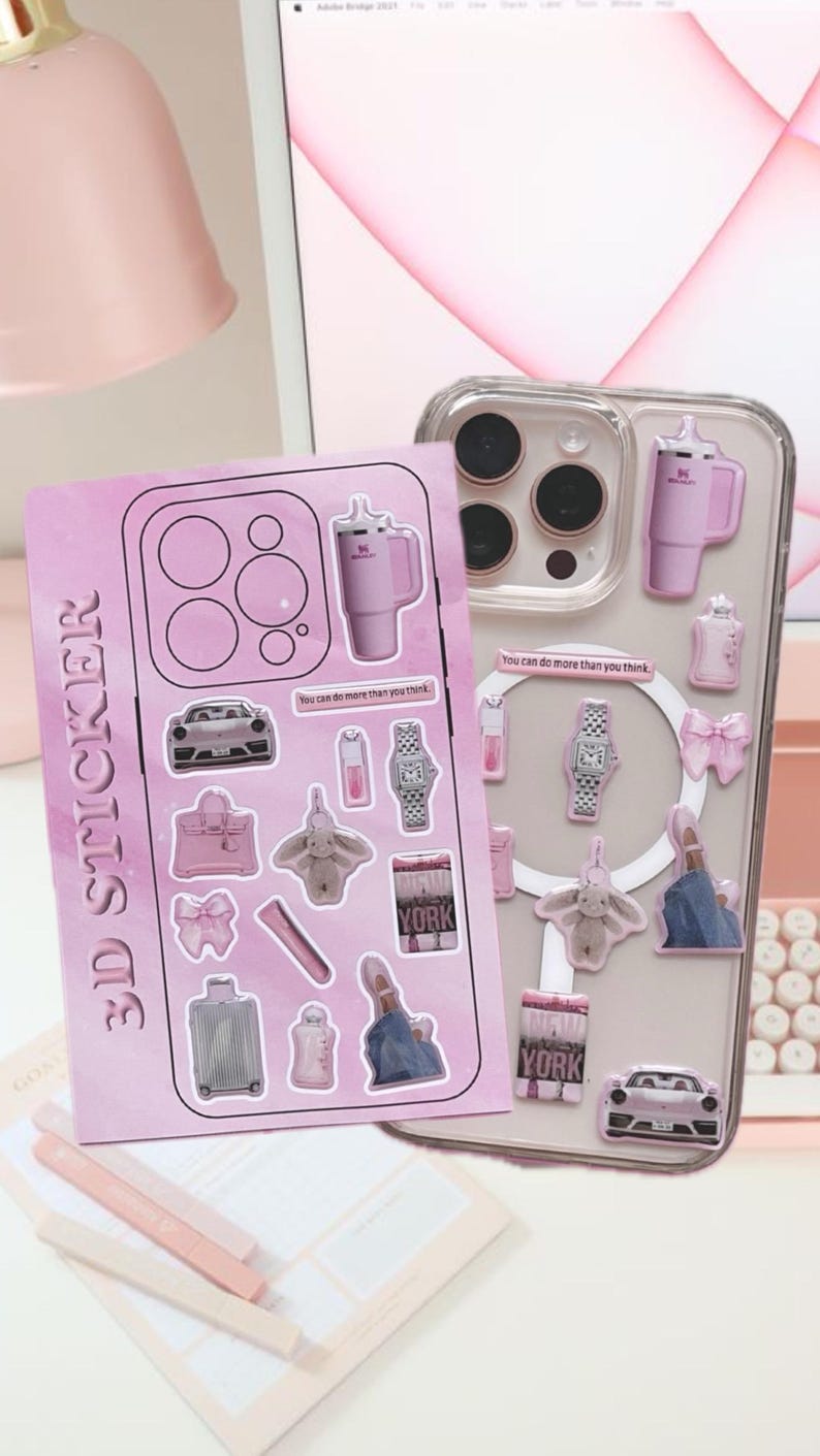 Pink Aesthetic Vinyl Stickers | Waterproof Cute Decals. - Etsy