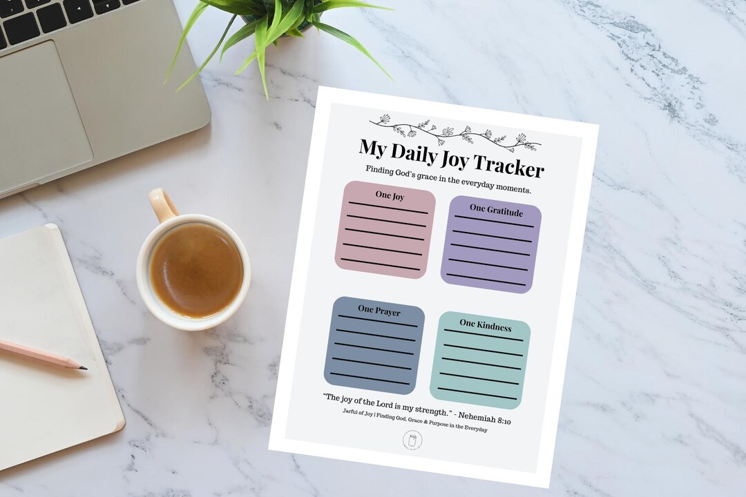 Daily Joy Tracker Printable | Christian Gratitude & Prayer Journal Page ...
