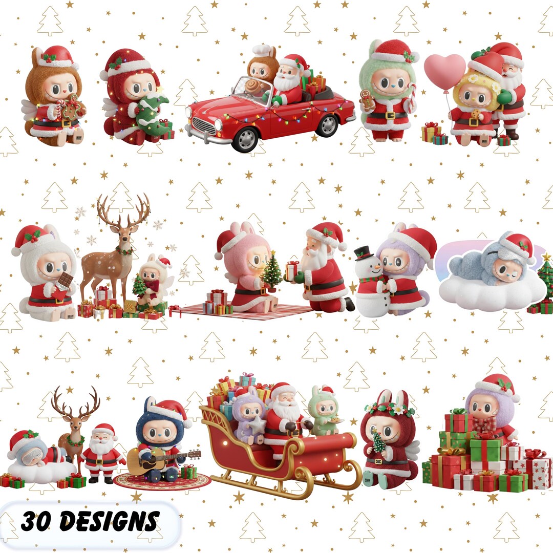 Labubu Christmas Sticker Pack PDF + PNG | Christmas Holidays | Instant ...