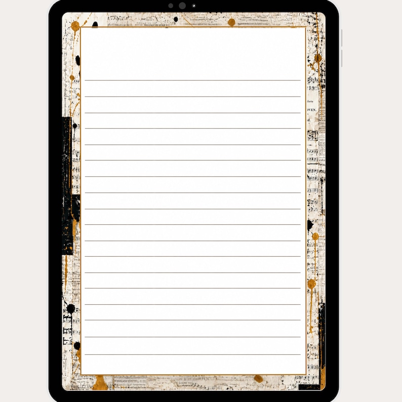 Elegant Music Notes Digital Notebook, Fashion Illustration Cover ...