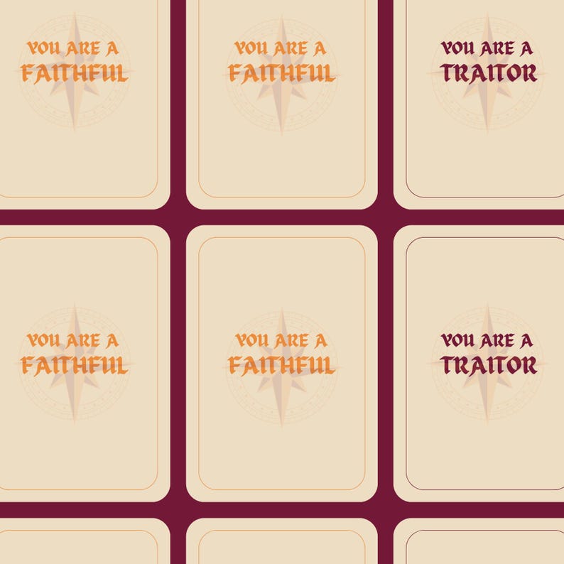 Faithfuls Vs Traitors Role Cards | Printable Party Game Download ...