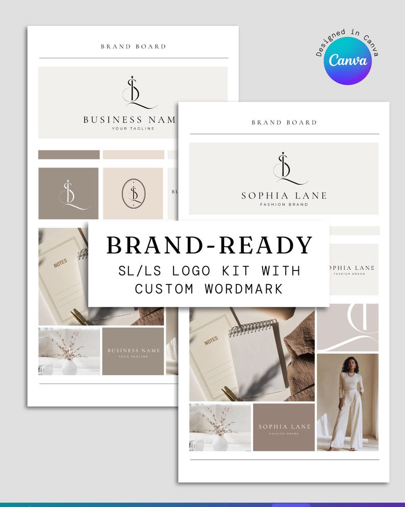 Premade Brand Kit * Editable Brand Board With Fixed JK / KJ Monogram ...