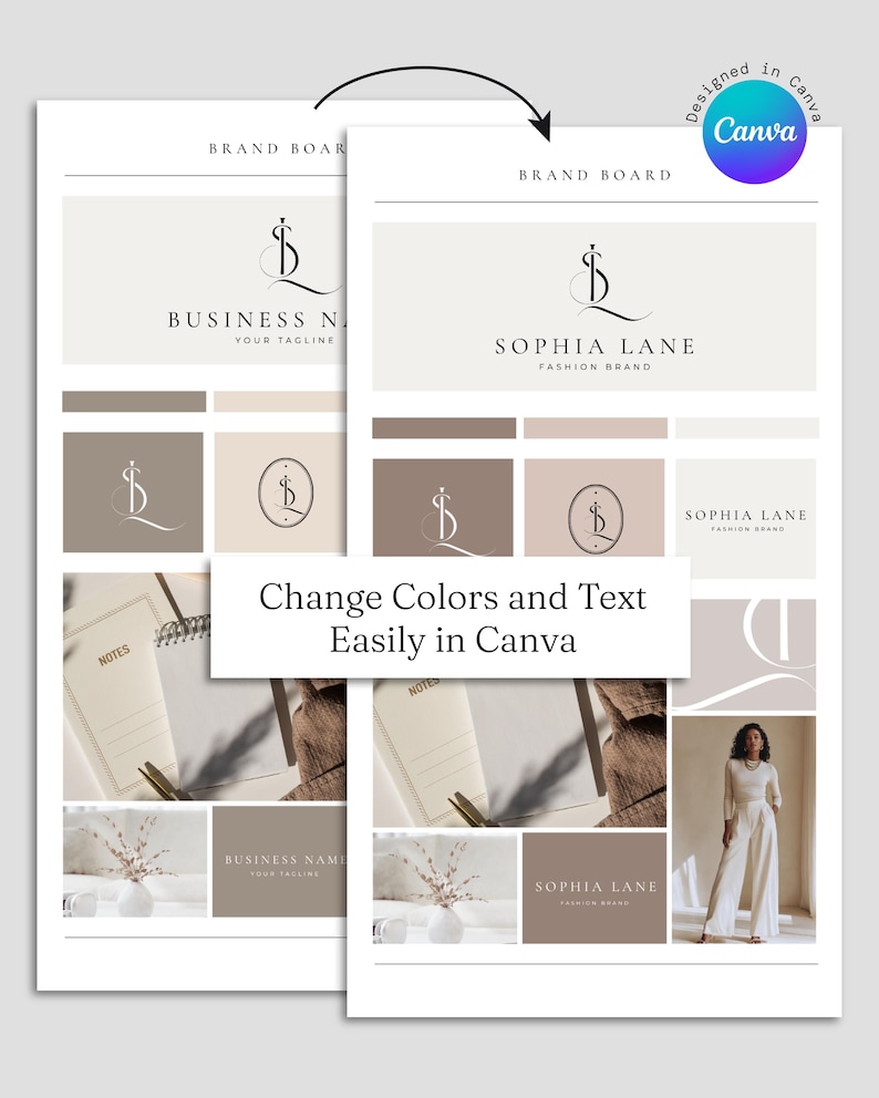 Premade Brand Kit * Editable Brand Board With Fixed JK / KJ Monogram ...