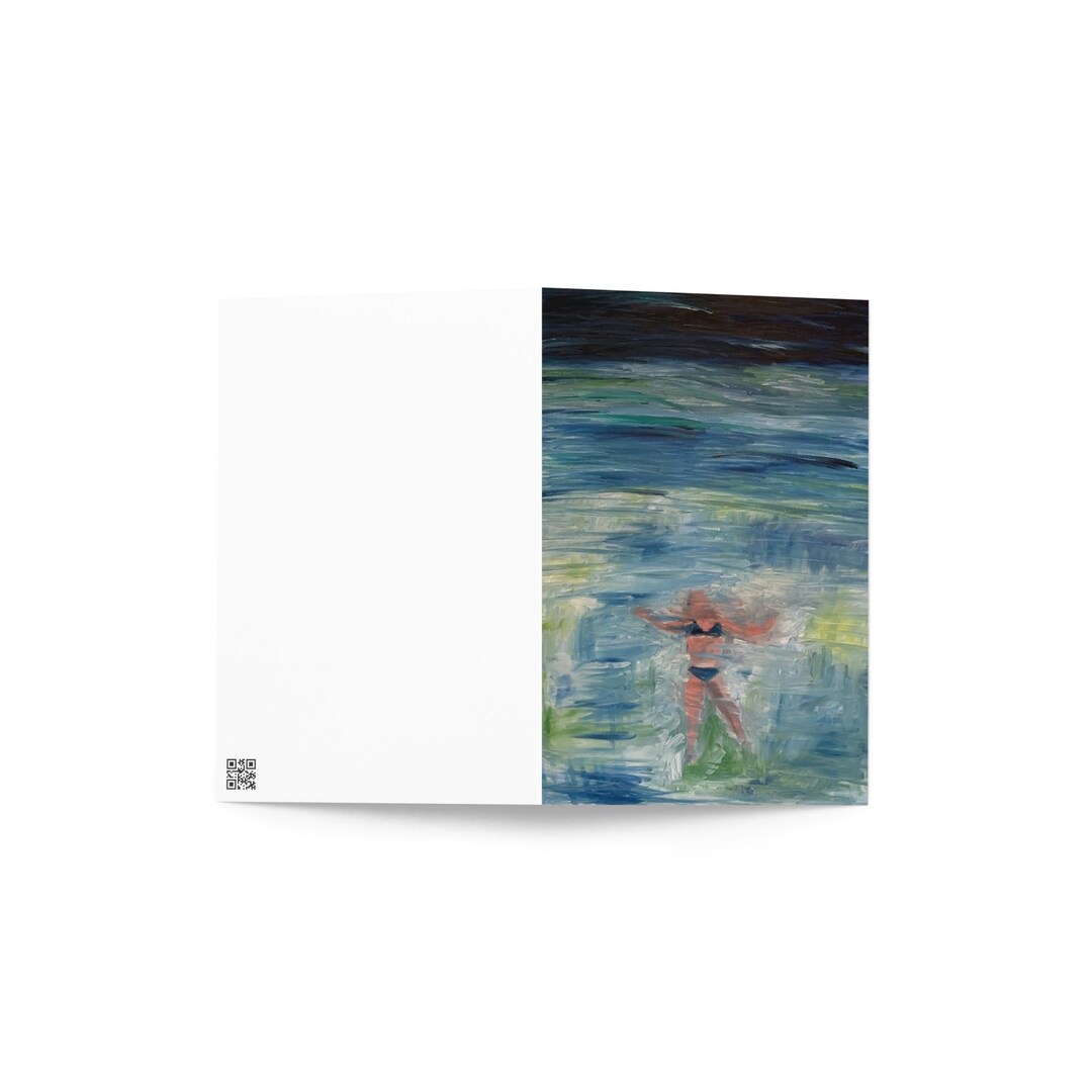 Swimming Woman Impressionist Art Greeting Card - Etsy