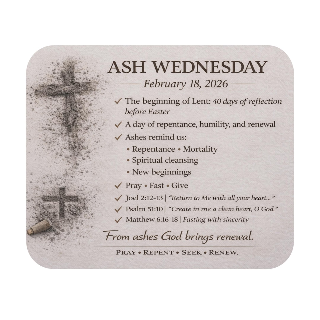 Ash Wednesday 2026 Mouse Pad | Lent Christian Desk Decor | From Ashes ...