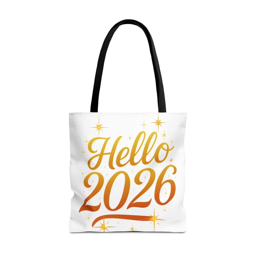 Hello 2026 Tote Bag | Gold Script New Year Celebration - Etsy