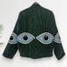 Boho Evil Eye Jacket, Green Embroidered Velvet Coat, Artistic Festival ...