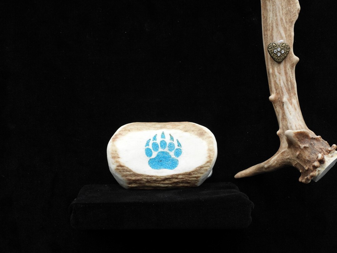 Turquoise Bear Paw Elk Antler Belt Buckle - Etsy