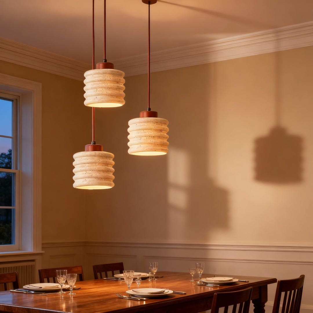 Vintage Travertine Stone Pendant Lamp: Minimalist Hanging Light - Etsy