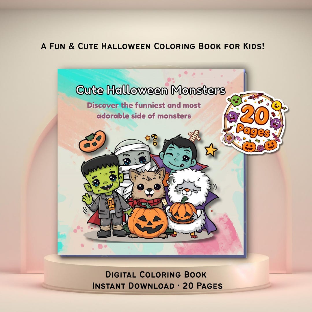 Kawaii Halloween Monsters Coloring Book - 20 Spooky Pages (digital ...